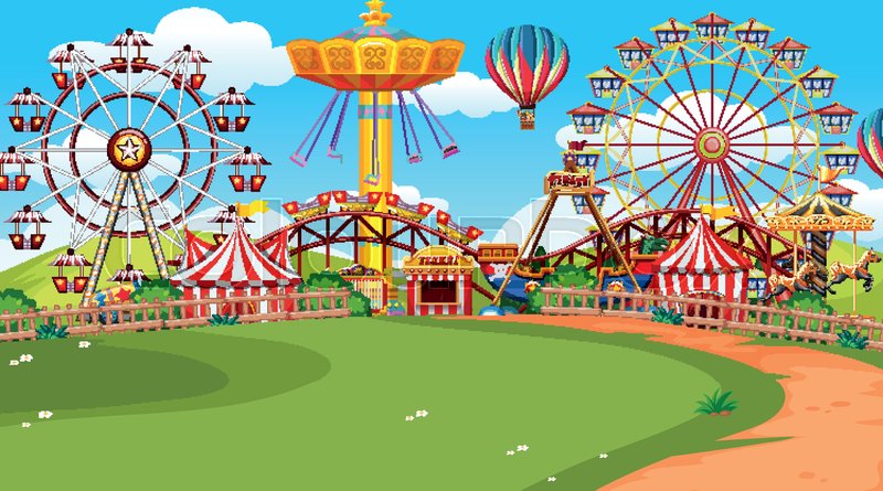 A scene of funfair illustration | Stock vector | Colourbox