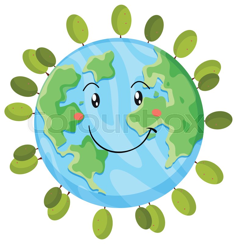 A happy earth icon illustration | Stock vector | Colourbox