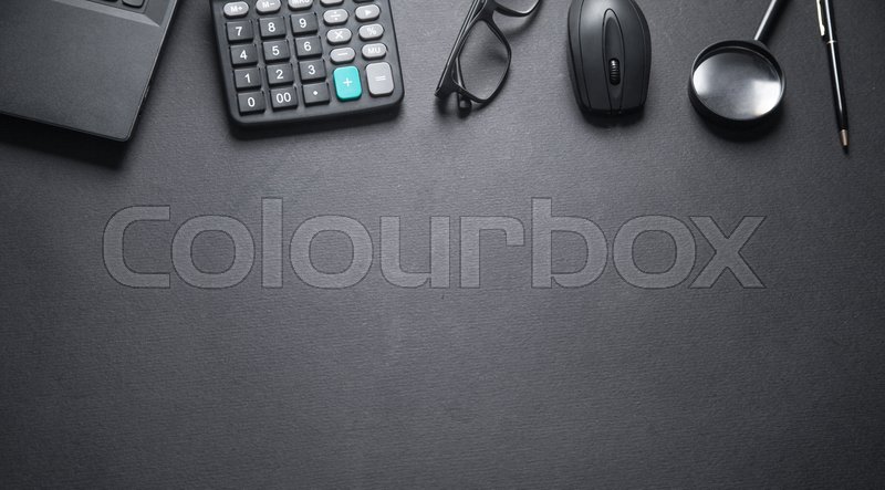 Black office desk. Business workplace | Stock image | Colourbox