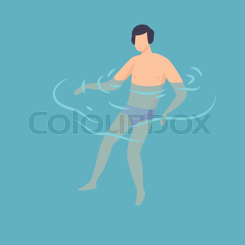 Man Swimming In Ocean Cartoon