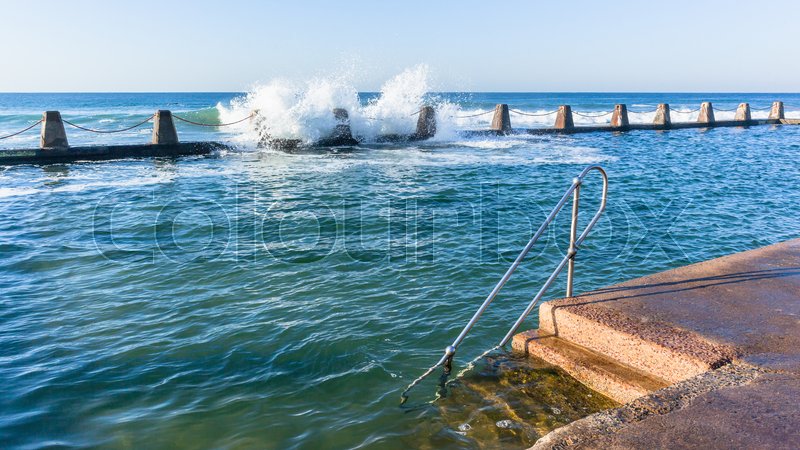 Beach tidal swimming pool with ocean ... | Stock image | Colourbox