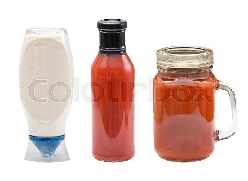 Set of sauce bottles isolated on white ... | Stock image | Colourbox