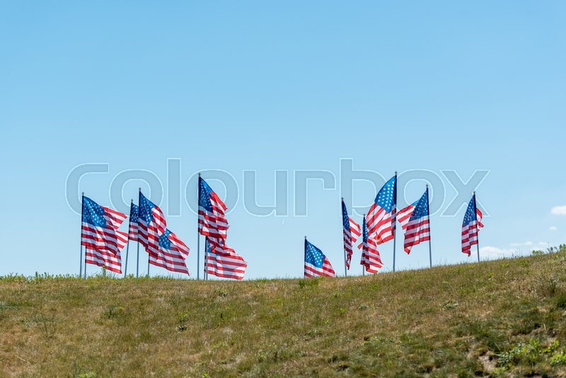 National flags of america on green ... | Stock image | Colourbox