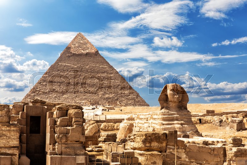 The Sphinx, the Temple and the Pyramid ... | Stock image | Colourbox