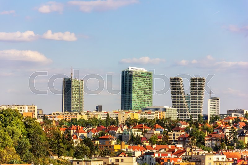 Prague skyline with skyscrapers and ... | Stock image | Colourbox