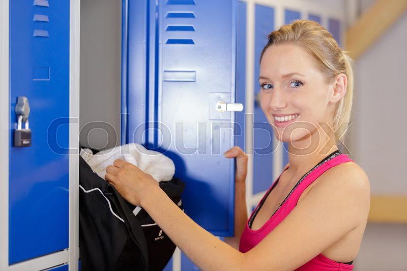 Blonde Woman By The Locker Room In The Stock Image Colourbox