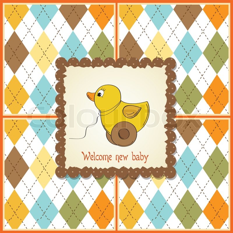 Welcome card with duck toy | Stock vector | Colourbox