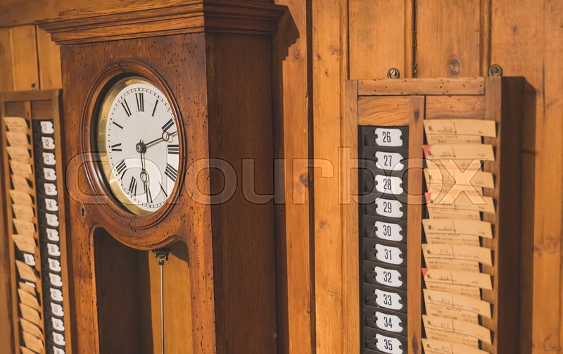 Retro checking-in clock. Used by ... | Stock image | Colourbox