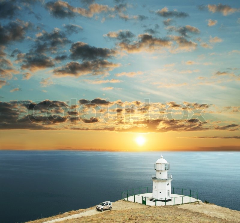Lighthouse on sunrise | Stock image | Colourbox