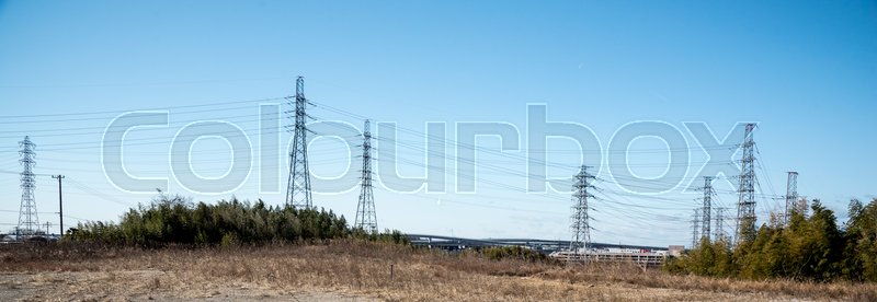Power line in nature and sky, ... | Stock image | Colourbox
