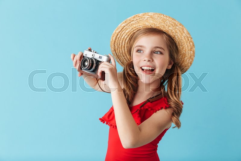 Cheerful little girl wearing swimsuit ... | Stock image | Colourbox