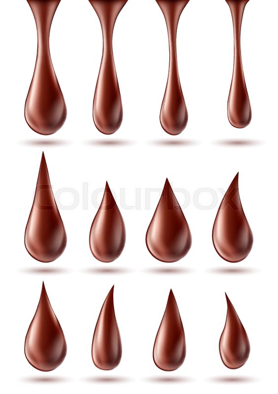 Chocolate drops isolated on white ... | Stock vector | Colourbox