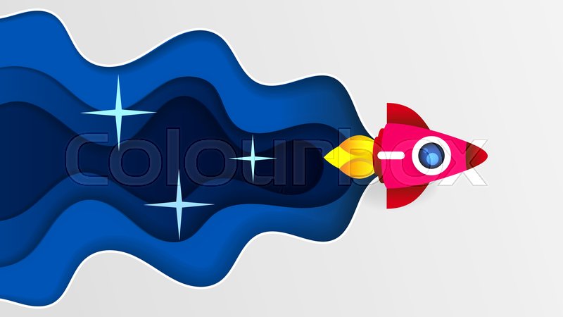 Paper Rocket Paper Art With White Tone ... | Stock vector | Colourbox