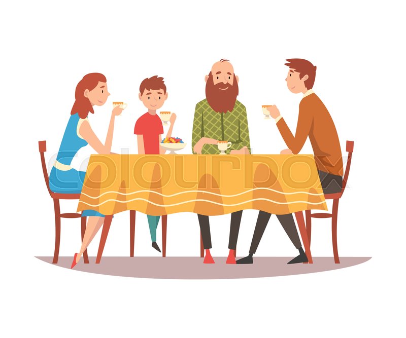 Children Talking At Table Clipart