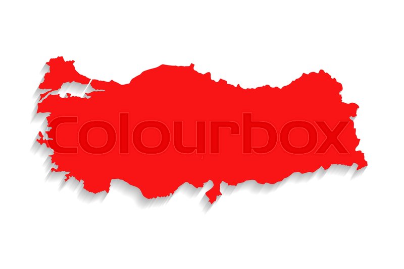 Red color Turkey map on white ... | Stock vector | Colourbox