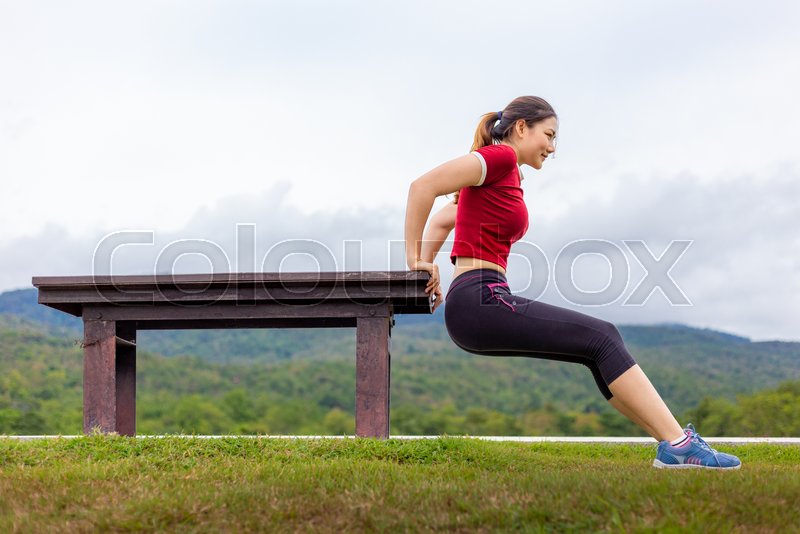 Outside Women Doing Tricep Dips