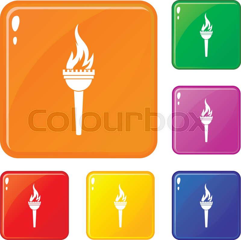 Torch icons set collection vector 6 ... | Stock vector | Colourbox