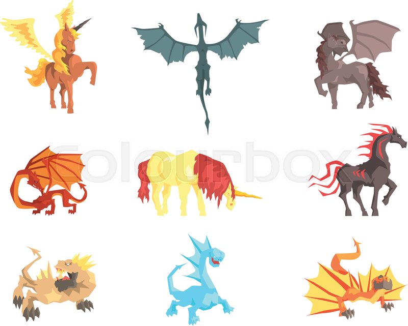 Mythical and fantastic creatures, set ... | Stock vector | Colourbox