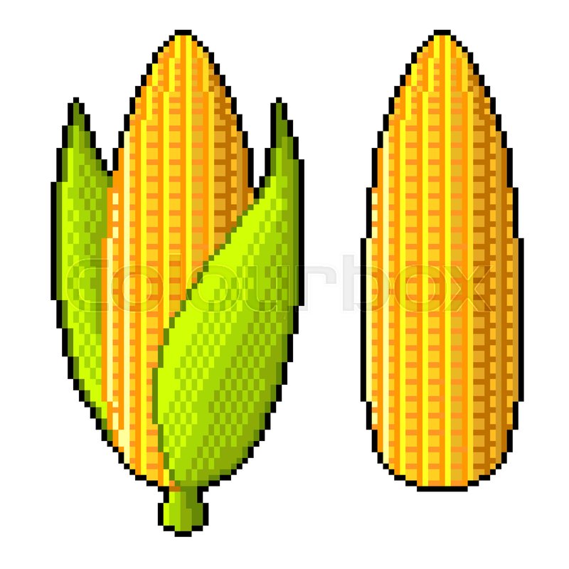 Pixel art sweet corn detailed ... | Stock vector | Colourbox