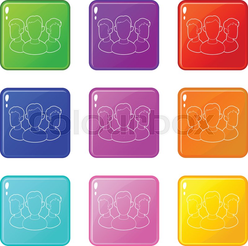 Office team icons set 9 color ... | Stock vector | Colourbox