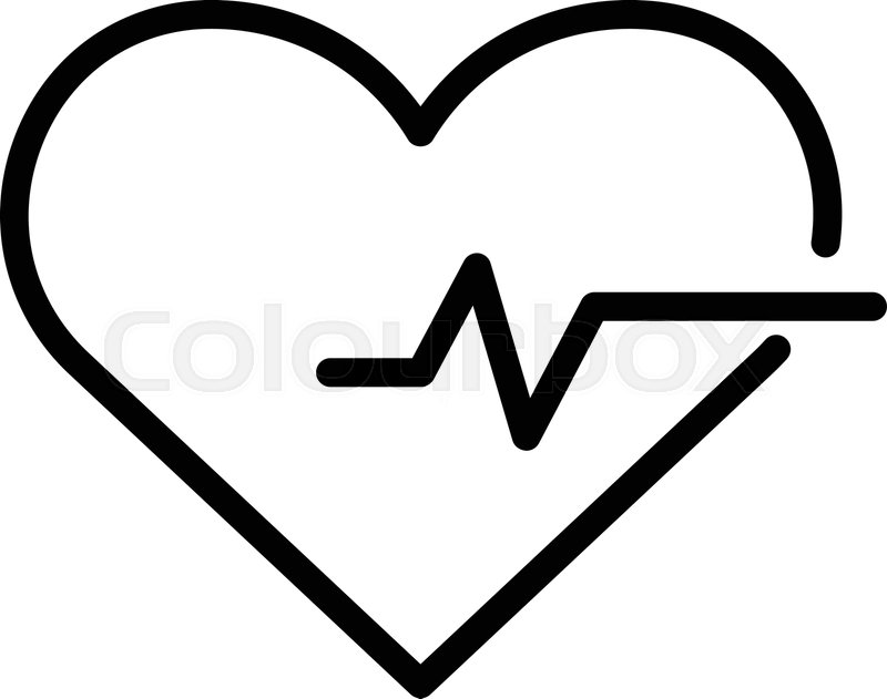 Heart and pulse icon. Outline heart ... | Stock vector | Colourbox