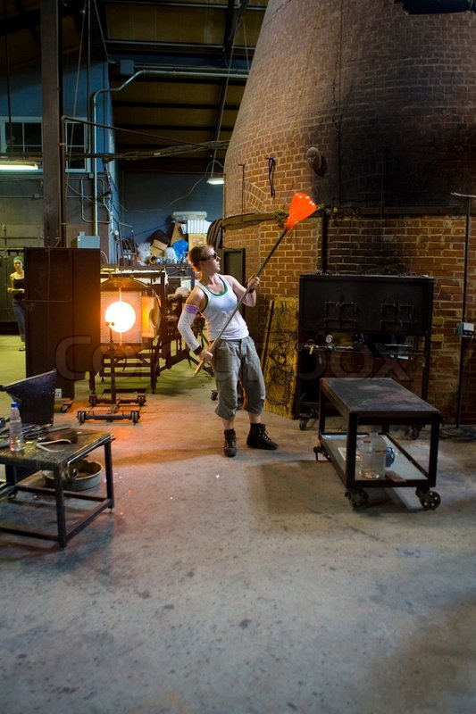 Glass furnace Glass Blower at Work | Stock image | Colourbox