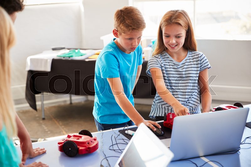 Two Students In After School Computer ... - Stock Image - Everypixel