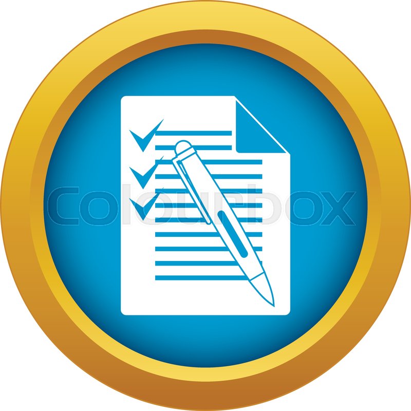 Document with plan and pen icon blue ... | Stock vector | Colourbox