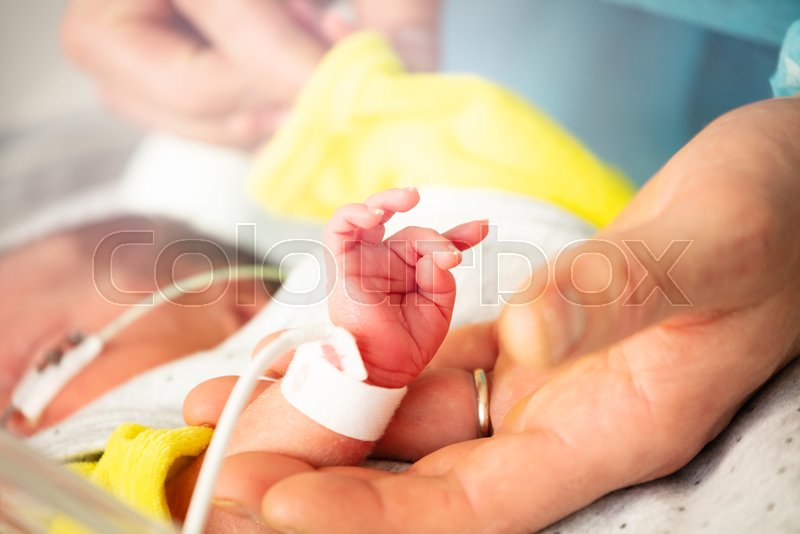 Mother's hand and premature born infant ... | Stock image | Colourbox