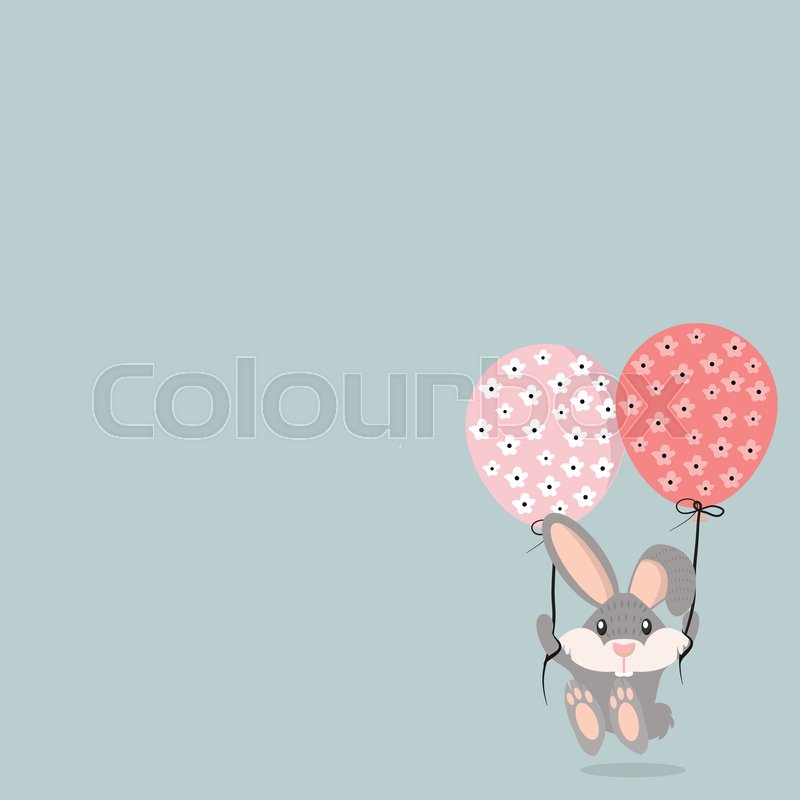 Happy rabbit with balloon | Stock vector | Colourbox