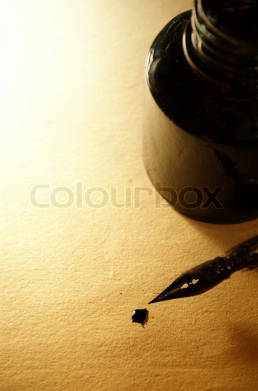 Pen and ink on a sheet of old paper | Stock image | Colourbox