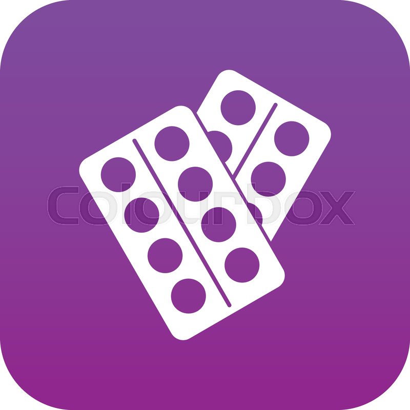 Pills in package icon digital purple ... | Stock vector | Colourbox