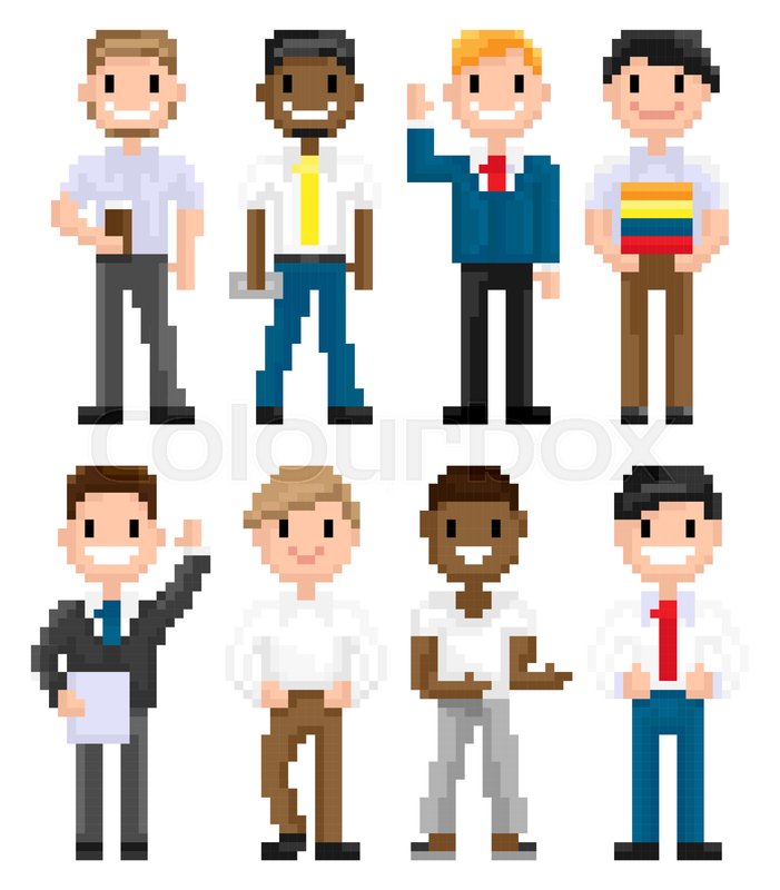 Pixel art characters vector, man ... | Stock vector | Colourbox