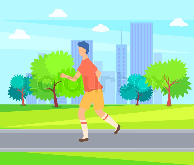 Runner person on walk, jogging guy ... | Stock vector | Colourbox