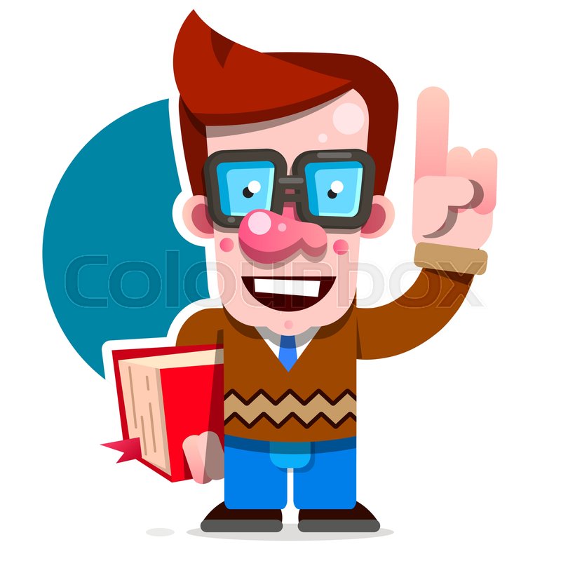 Cartoon Nerd Student Standing With A ... | Stock vector | Colourbox