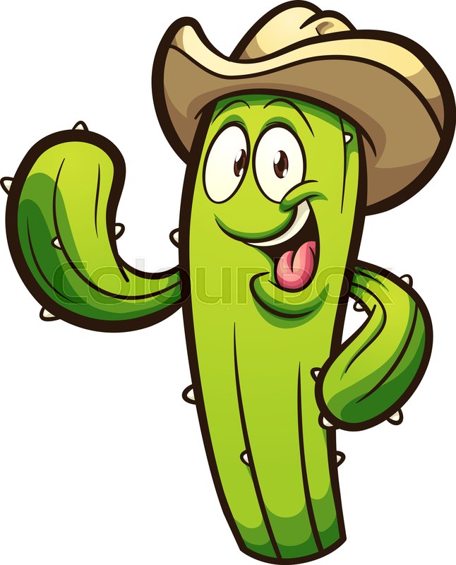 Happy cartoon cactus wearing a cowboy ... | Stock vector | Colourbox