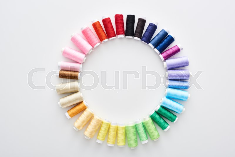 Top view of bright and colorful threads ... | Stock image | Colourbox
