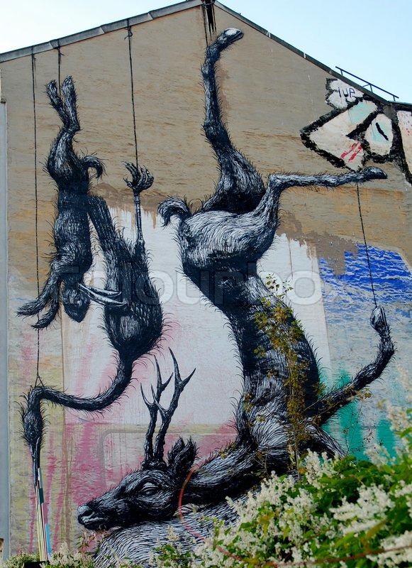ROA street art / Hanging Animals | Stock Photo | Colourbox