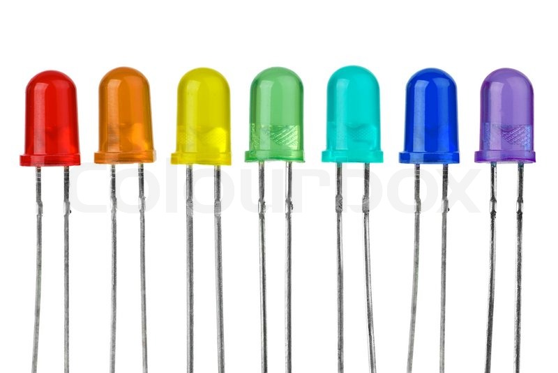 Seven LEDs of different colour | Stock image | Colourbox
