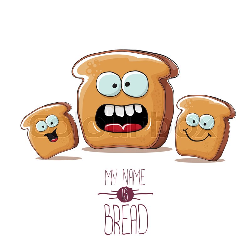 Vector funky cartoon bread character ... | Stock vector | Colourbox