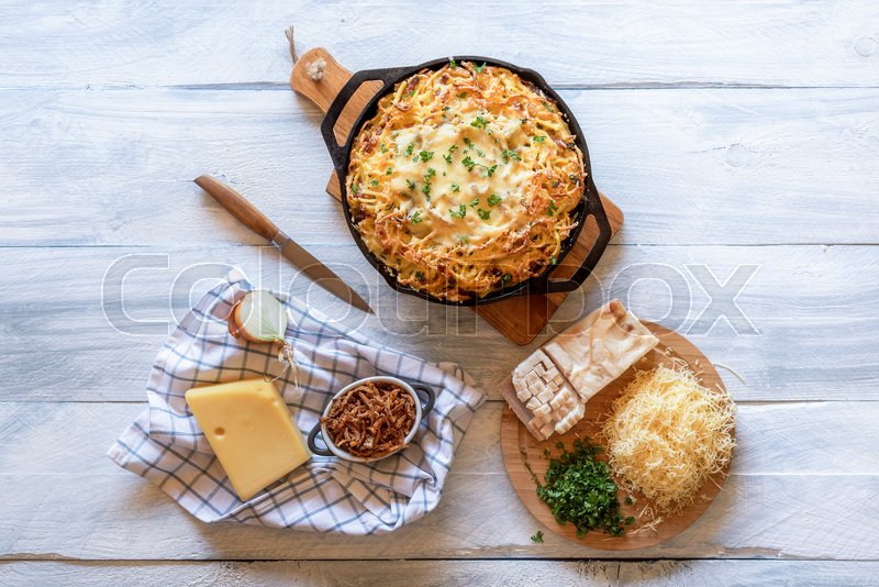 Homemade German specific pasta with ... | Stock image | Colourbox