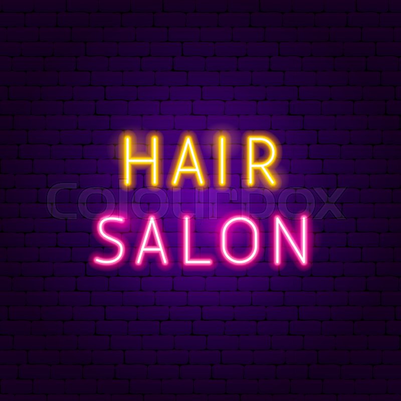 Hair Salon Neon Text. Vector ... | Stock vector | Colourbox