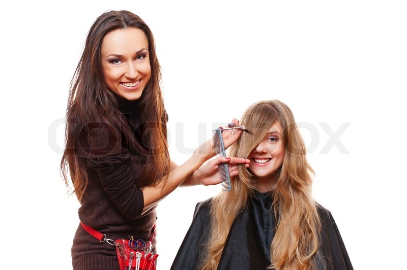 Studio picture of hairdresser doing ... | Stock image | Colourbox