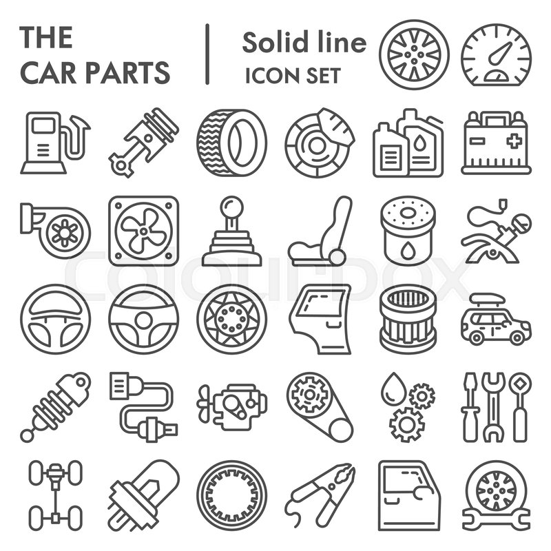 Car parts line icon set, auto details ... | Stock vector | Colourbox
