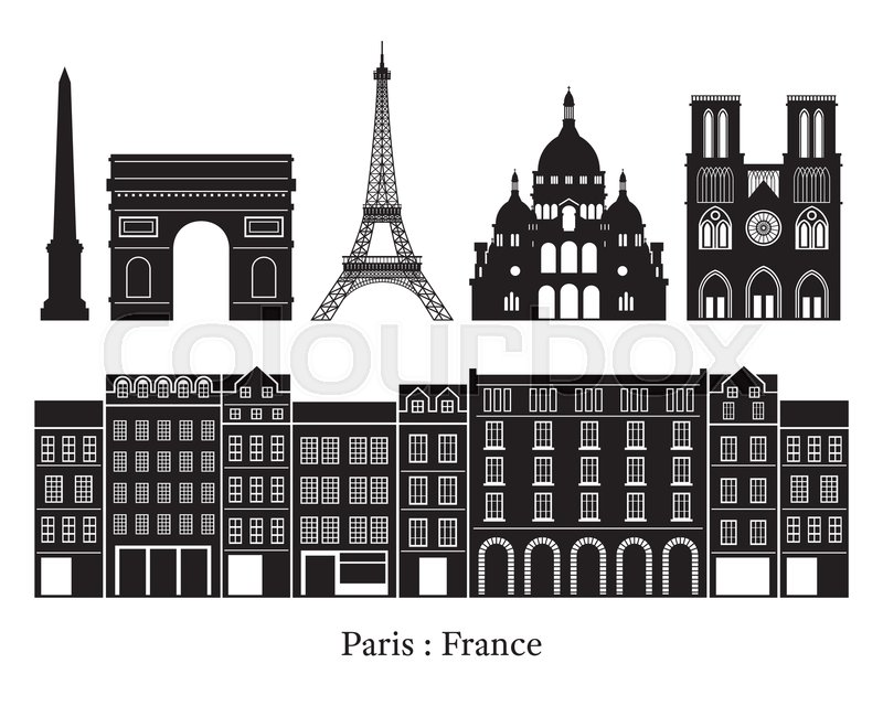 Paris, France Building Landmarks ... | Stock vector | Colourbox