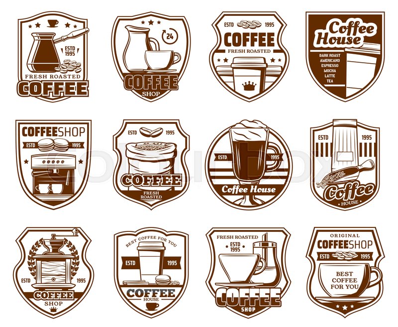 Coffeeshop, cafe or cafeteria signs, ... | Stock vector | Colourbox