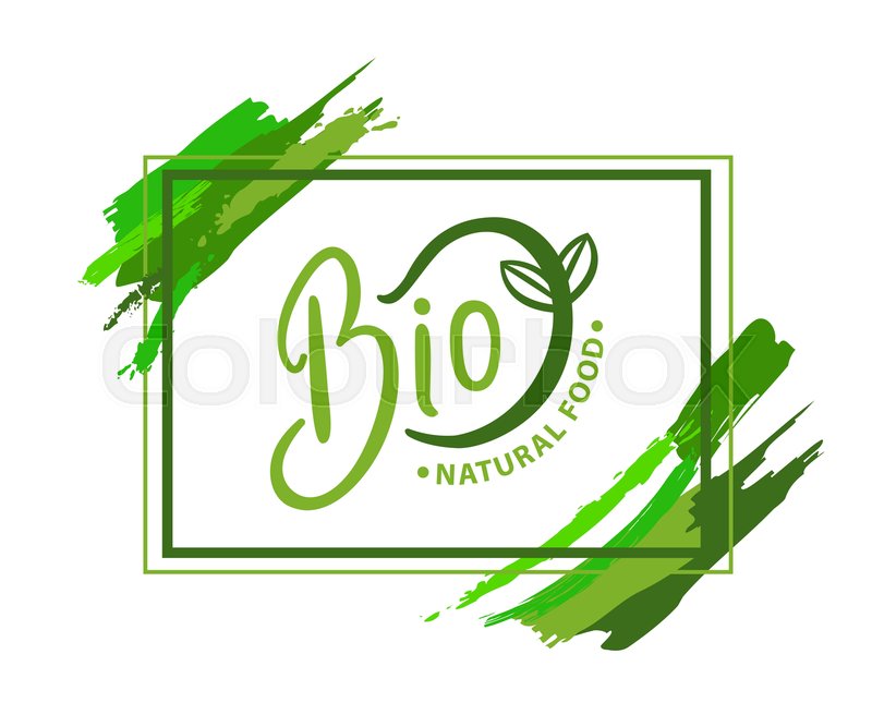 Bio natural food organic logo with ... | Stock vector | Colourbox