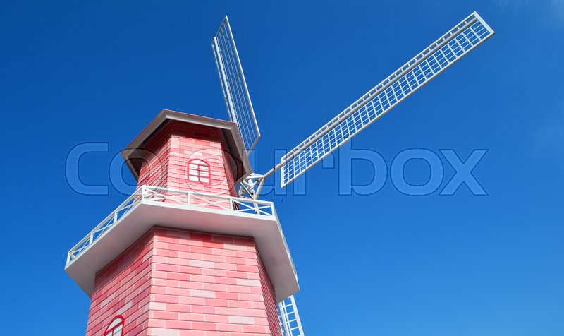 Pink windmill wind turbine in the ... | Stock image | Colourbox