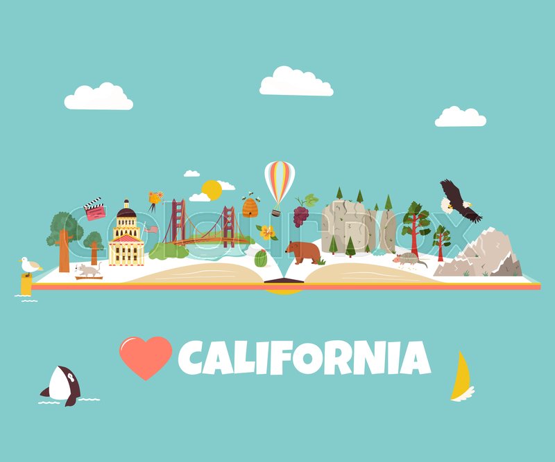 California vector illustrated concept ... | Stock vector | Colourbox