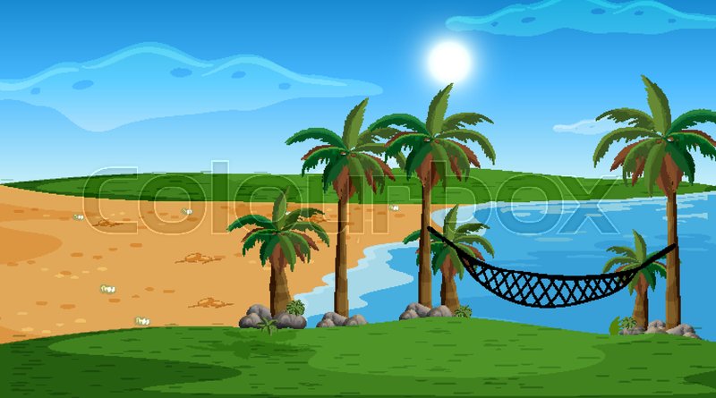 Empty nature beach ocean coastal ... | Stock vector | Colourbox